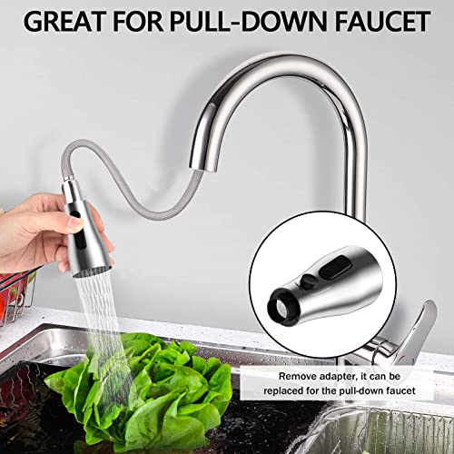 Kitchen Faucet Head Replacement - MUNNAR Pull Down Spray Head for Kitchen Faucet, Kitchen Sink Faucet Replacement Parts, 3 Modes, High Pressure, Big Angle Swivel, M22, M24 Thread Adapters Included