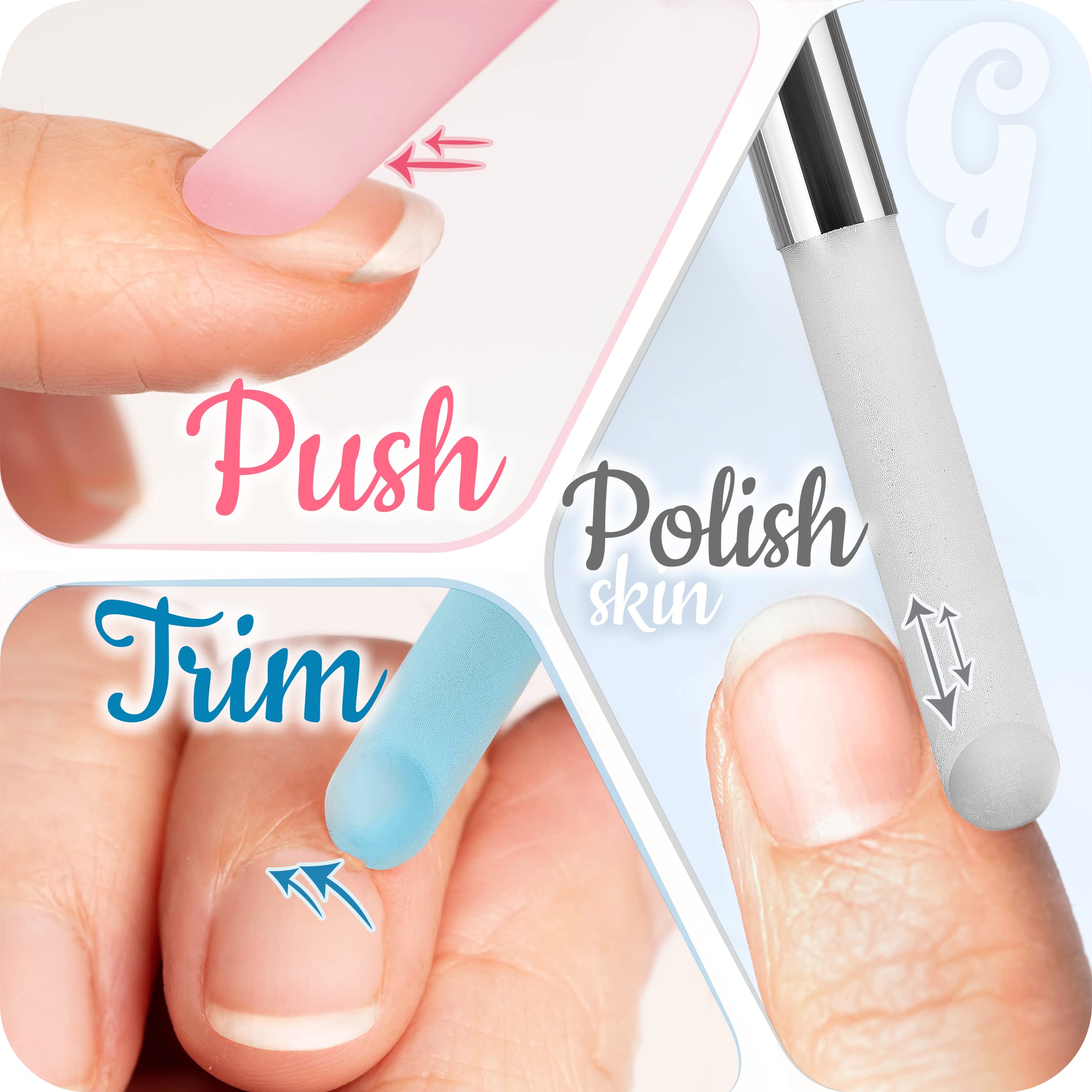 Glass Cuticle Pusher by GLADZY - Manicure Stick, Genuine Czech Quality, Professional Precision Filing Cuticle Remover, Abrasive Surface Never Wears Out