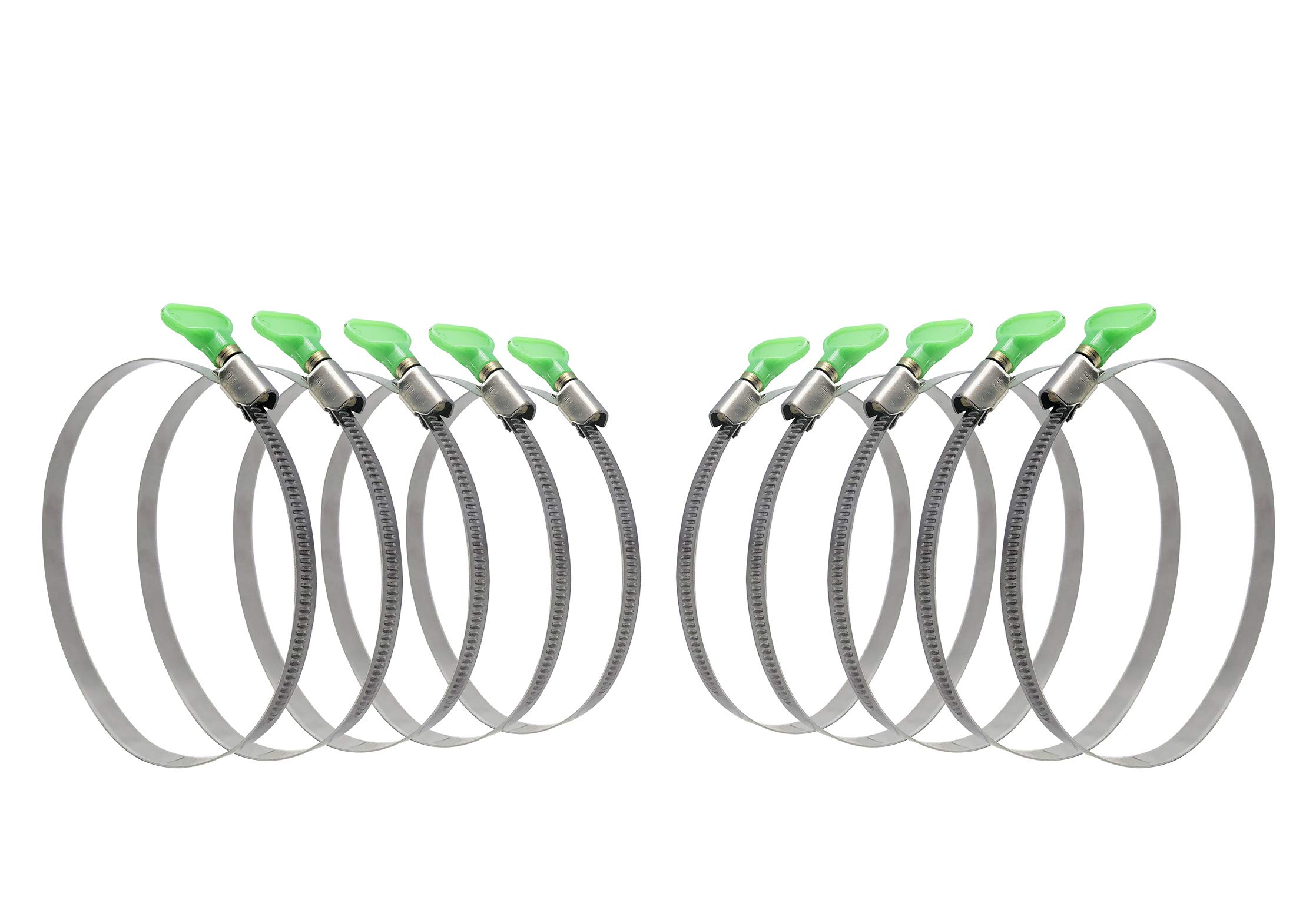 GLIDESTORE 10Pack 4 Inch Hose Clamp, Key Type Adjustable Stainless Steel 4 inch Duct Clamps, Pipe Clamp, Worm Gear Clamps, Dryer Vent Clamp, Thumb Screw Metal Clamps, Easy Turn Clamp, 4” Hose Clamps