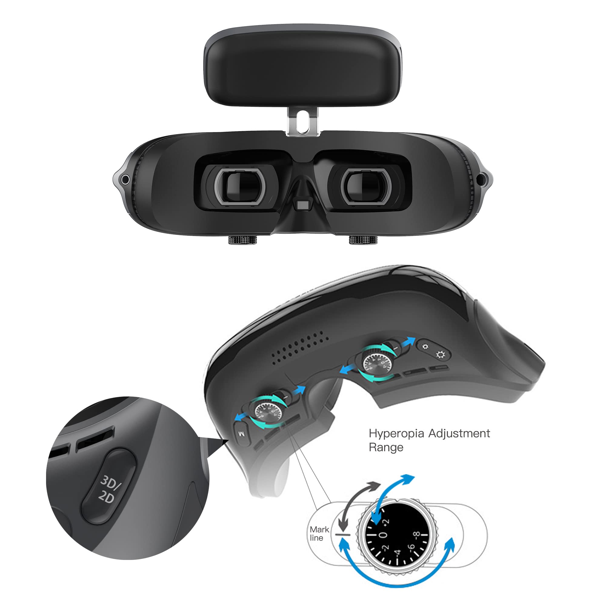Goovis PC Virtual Headsets, Mobile 3D VR Movies Cinema with Media Player,HDMI Streaming Media Player,Bluetooth 4.1 Media Player Controller