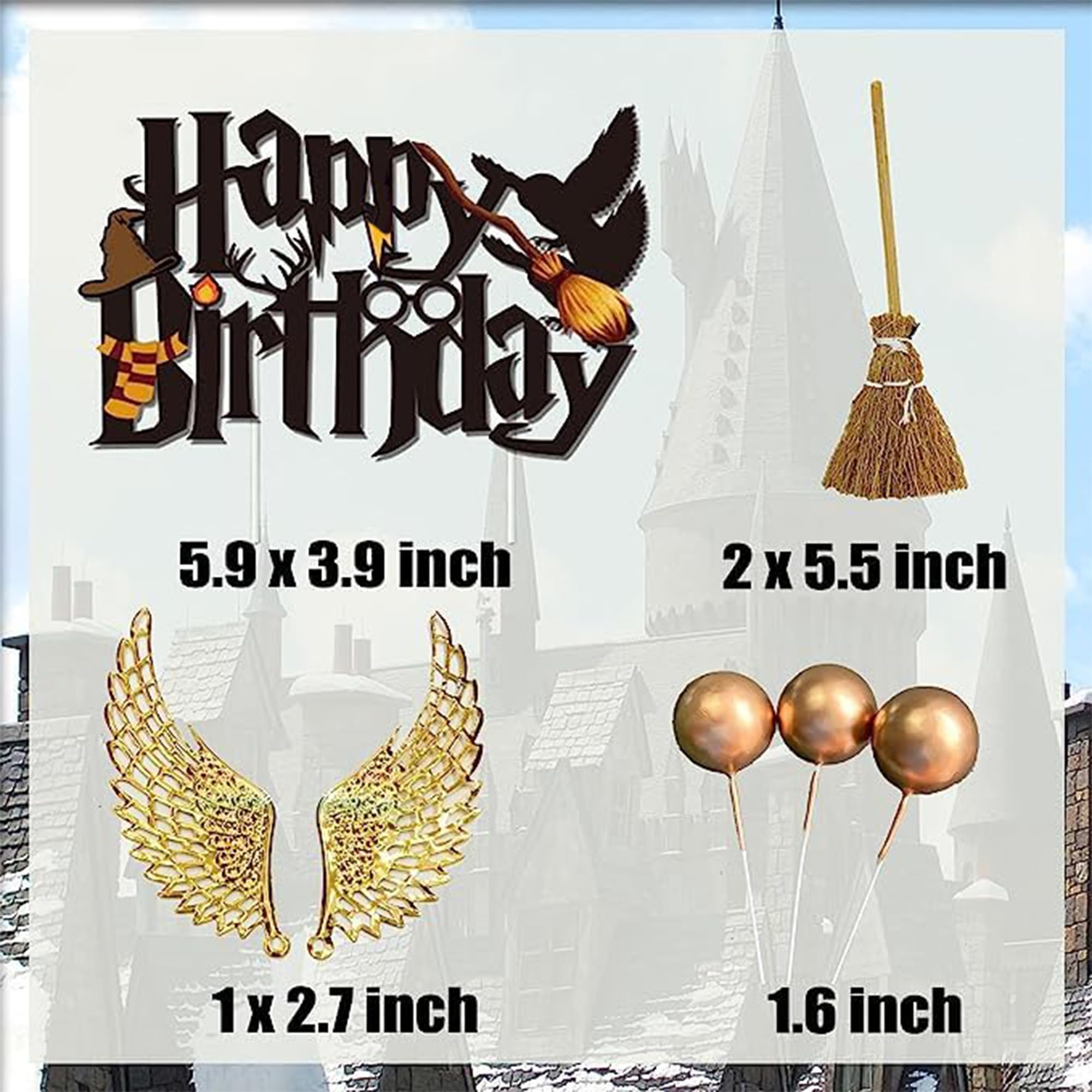 GallaRato 16 PCS Wizard Party Supplies Wizard Birthday Cake Decoration Wizard Birthday Party Favors Wizard Cake Topper Castle Cake Topper