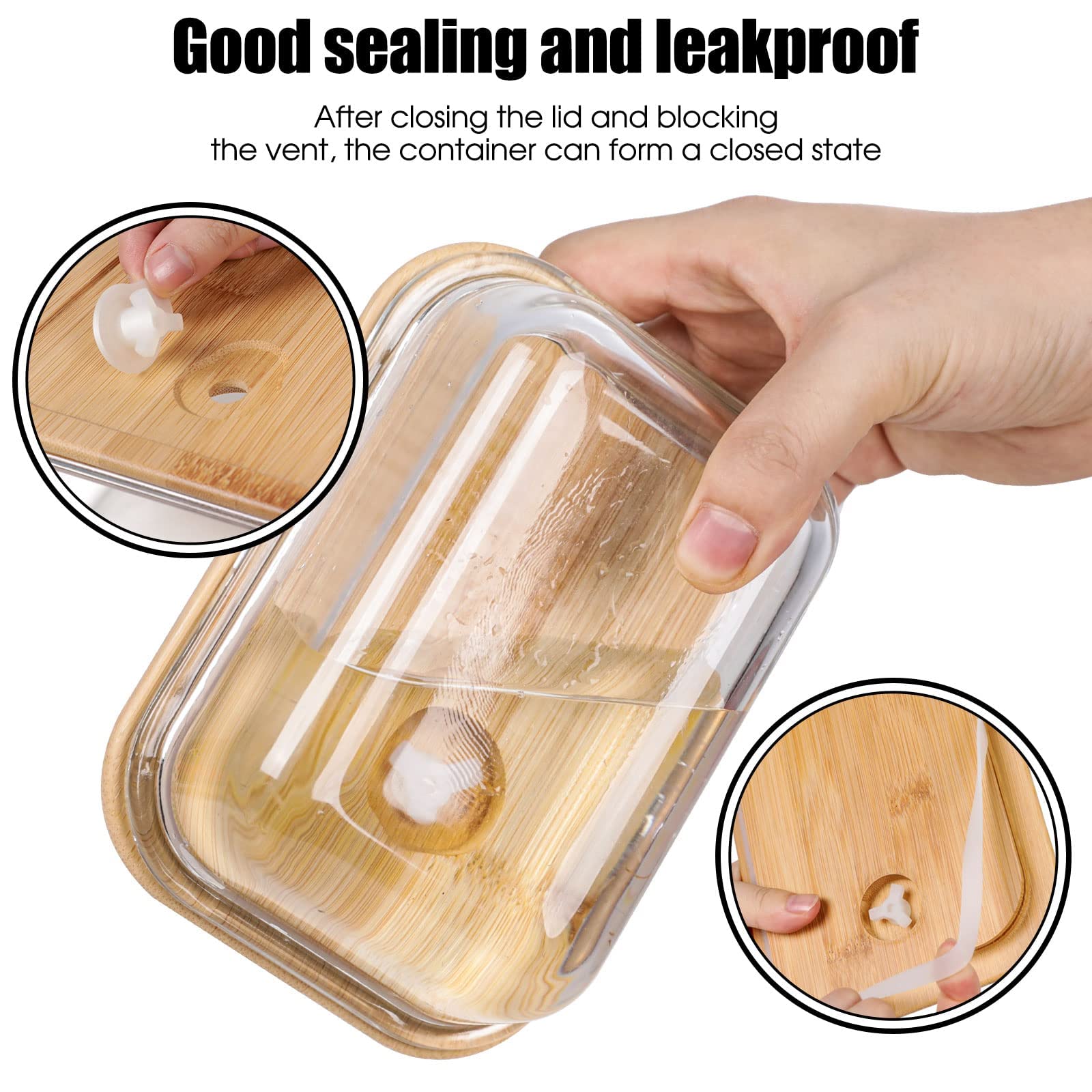 Glass Meal Prep Containers, 4 Piece Airtight Food Storage Containers with Bamboo Lids, BPA Free Leak Proof Glass Fridge Storage Containers for Microwave, Dishwasher