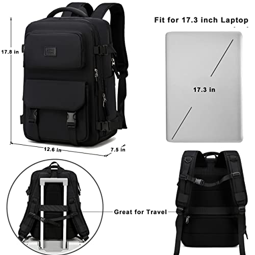 Travel Laptop Backpack, Business Work Backpacks Large College Bookbag for Women Men Water Resistant Daypack Airline Approved Gym Bag Fits 17 Inch Notebook & Laptops - Black