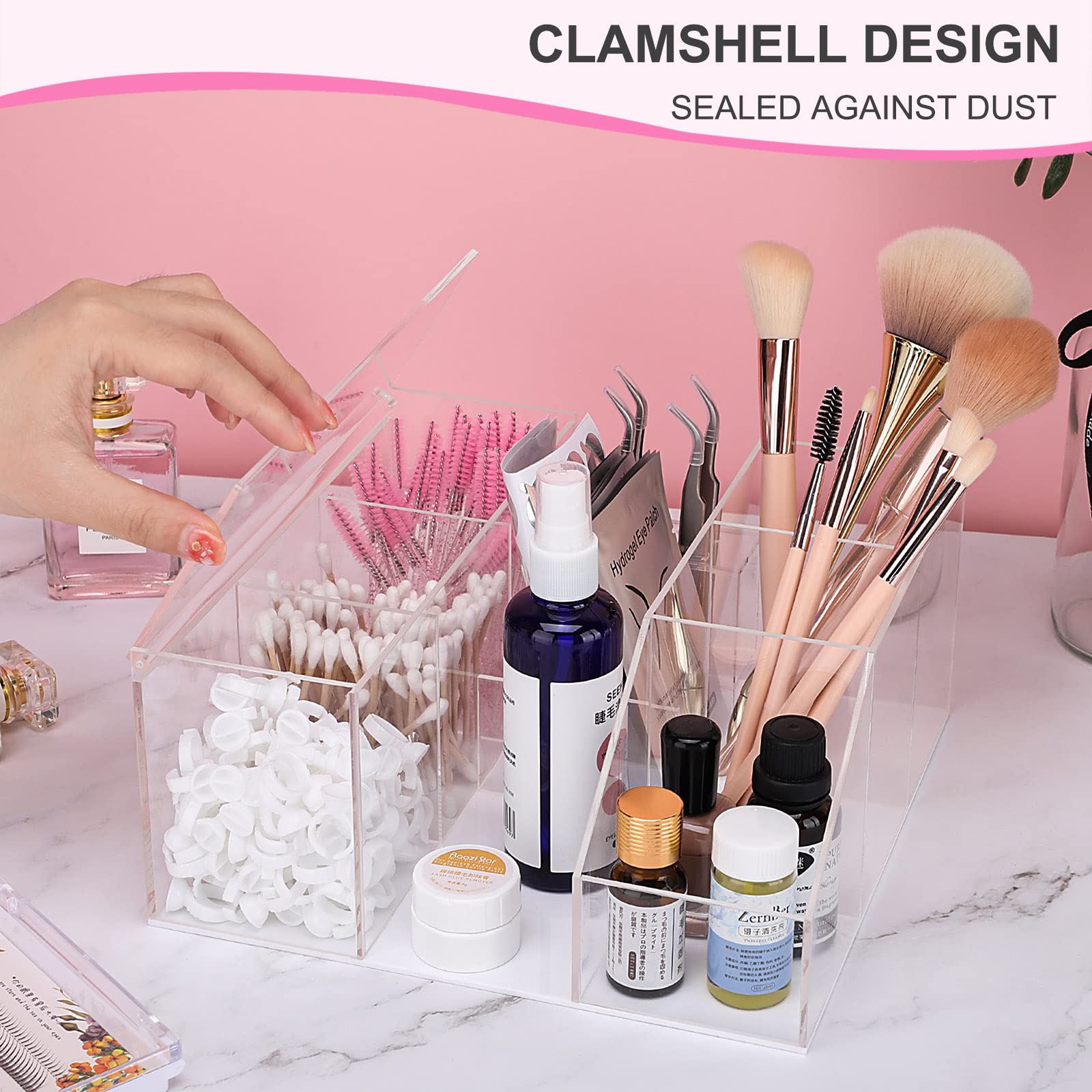 Noverlife Eyelash Beauty Organizer, Display Rack Organizer, Clear Makeup Organizer, Eyelash Extension Supplies Storage Display Box for Grafting Lash Extension, Home & Eyelash Salon - Transparent