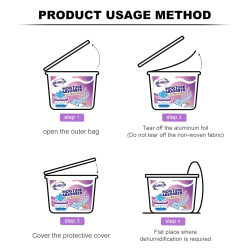 NATRUTH Moisture Absorbers 10.5OZ*6-Pack With Lavender Scent,Portable Closet Dehumidifier, Odor Eliminator Absorber Bucket,Humidity Absorber,Cleaner Air Dehumidifier for Closet,Bathrooms, Boats