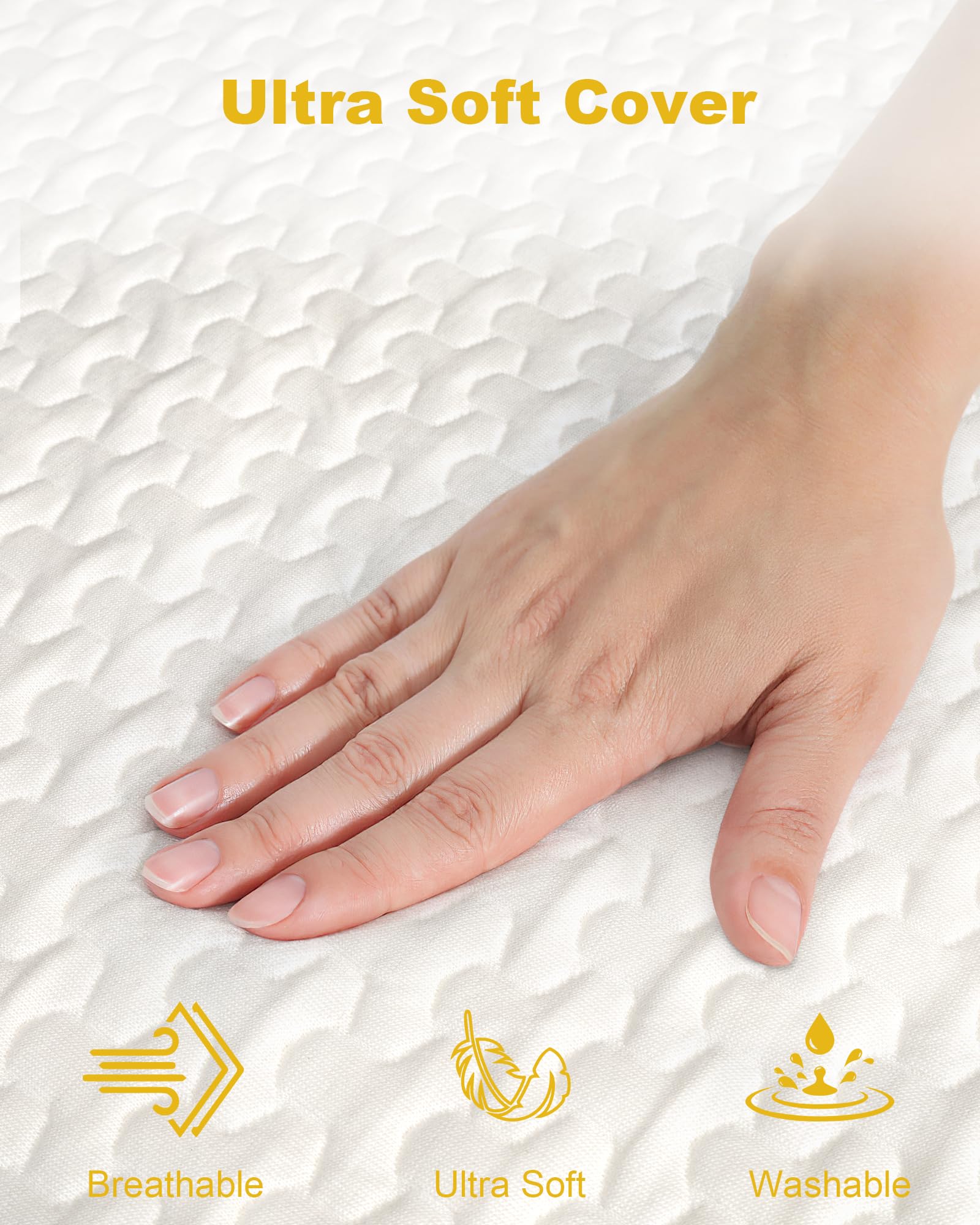Slumbrae [Full XL] Mattress Topper, 4" Memory Foam Mattress Topper with Ultra Soft Cover & Corner Straps, CertiPUR-US Certified, Gold