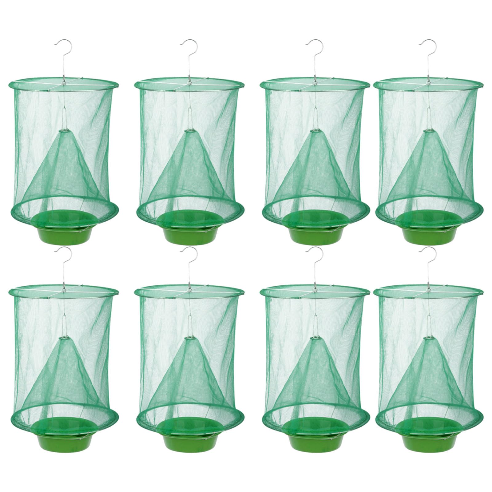 Ranch Fly Trap with Bait Tray, Reusable Fly Traps Fly Catcher Cage for Indoor or Outdoor Family Farms, Park, Stable,Garden, Restaurants (8 Pack)