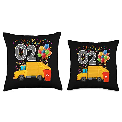 Garbage Truck Dumpsters Bin Birthday Pun Happy O2 Birthday Rear Loader Garbage Truck Throw Pillow, 16x16, Multicolor