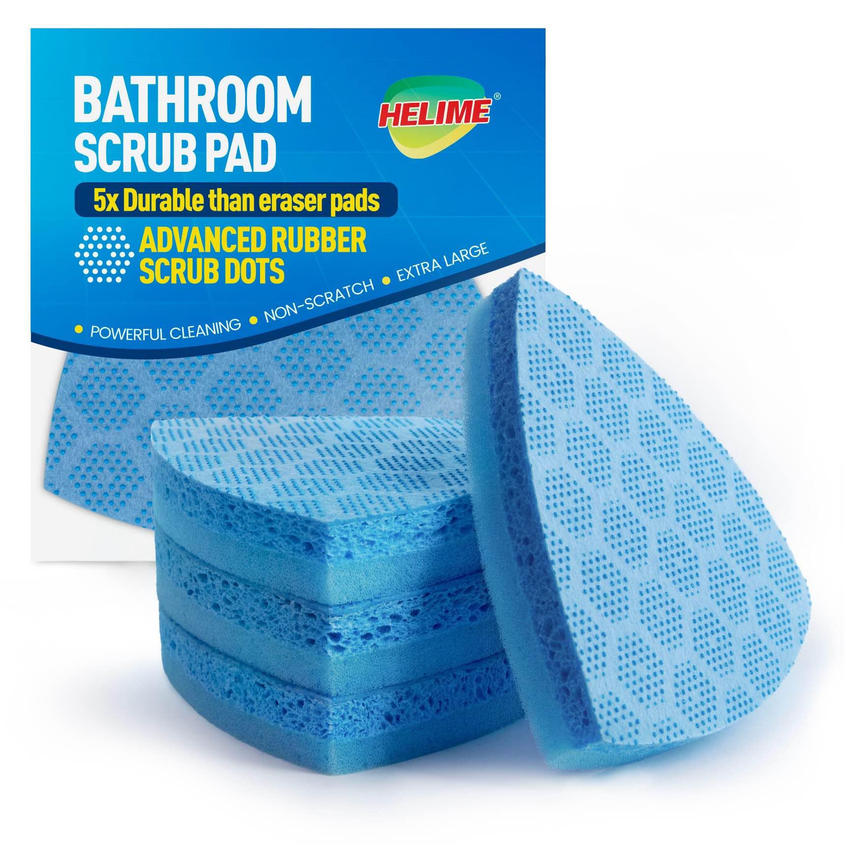 HELIME Scrub Dots Bathroom Sponge, Heavy Duty Non Scratch 3 Layer Cellulose Scrubbers, Reusable Bath Washing Scrubber, Magic Eraser Sponges Scour Scrub Pads for Clean Glass, Ceramic, Bathtub, Sink