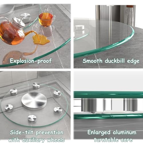 Glass Lazy Susan for Dining Table Tempered Glass Heavy Duty Turntable Round Large Tabletop Serving Plate Transparent Rotating Tray with Silent Bearing Centerpieces (Size : 80cm/31in)