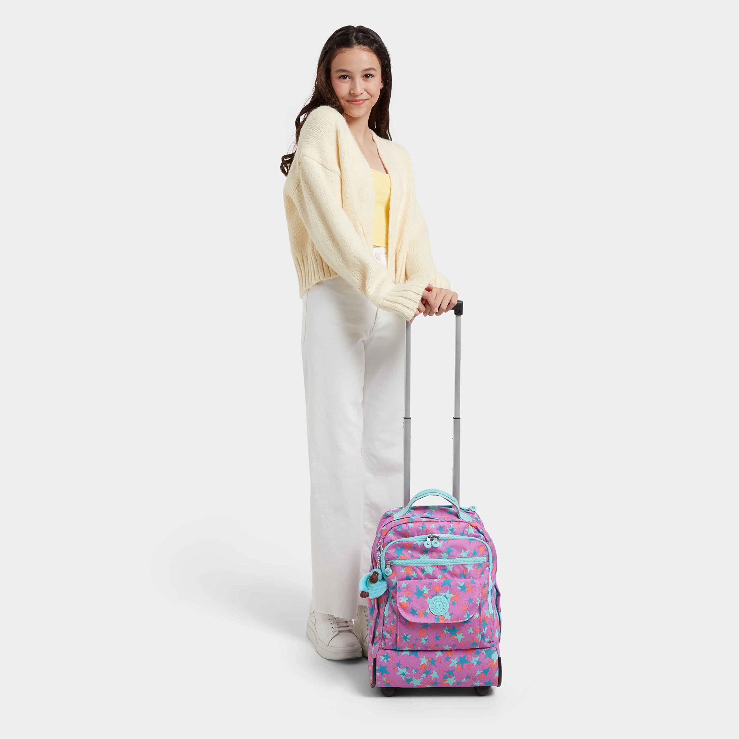 Kipling Women's Sanaa Large Rolling Backpack, Adjustable Padded Straps, Slide-Up Handle, Crinkle Nylon Backpack