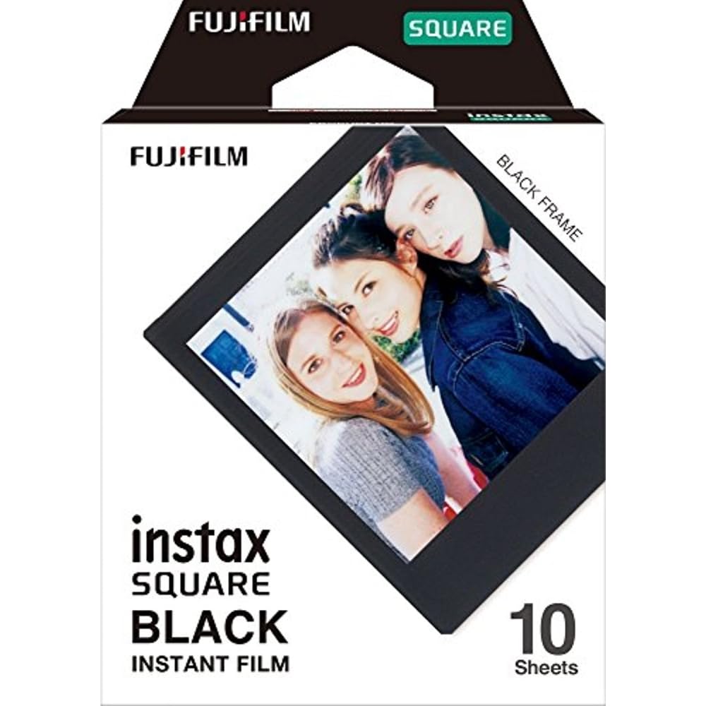 Fujifilm Instax Square SQ40 Instant Film Camera Bundle with Fujifilm Instax Square Black Film | 20 Exposures + Microfiber Cleaning Cloth (3 Items)