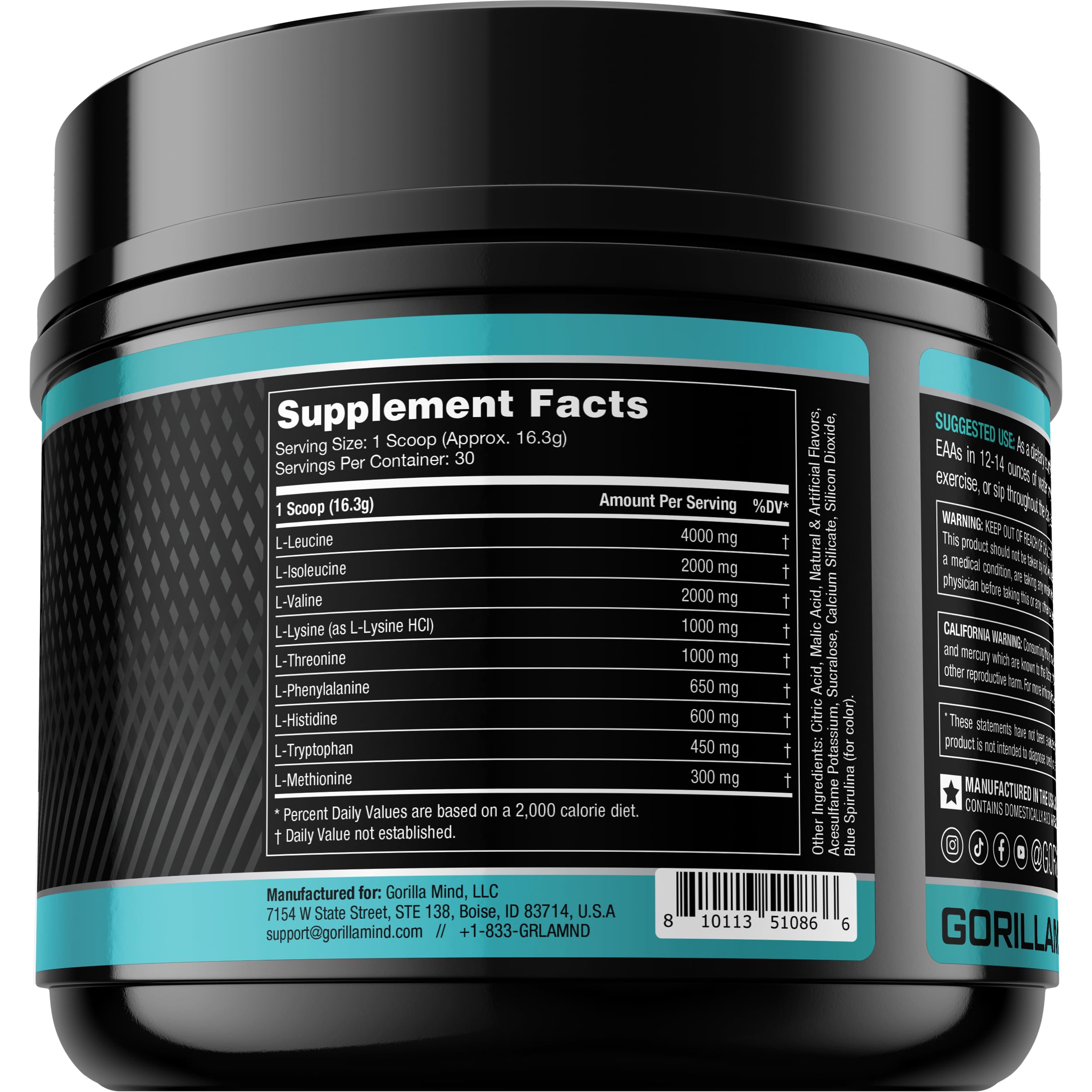 Gorilla Mode EAAs - Essential Amino Acids to Support Muscle Building, Enhanced Recovery, and Protein Synthesis/Use Before, During, or After Your Workout / 492 Grams (Lemon Lime)