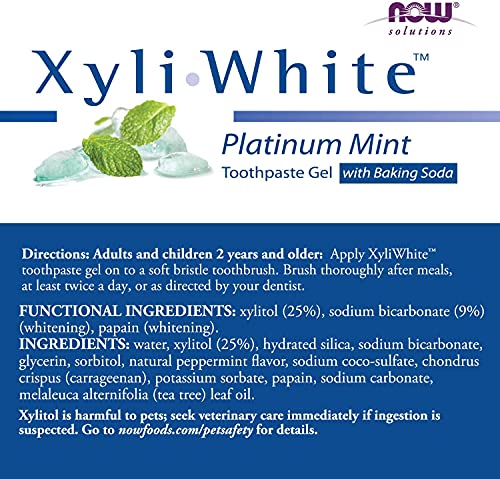 NOW Solutions, Xyliwhite™ Toothpaste Gel, Platinum Mint, Cleanses and Whitens, Fresh Taste (Pack of 2)