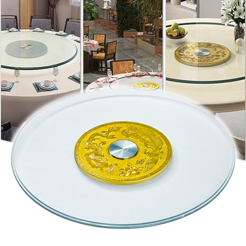 Glass Lazy Susan Turntable - 28in Round Turntable Rotating Serving Tray for Dining Table, Lazy Susan Heavy Duty Turntable Table Top Centerpiece Silent & Smooth ( Color : Clear-A , Size : 24in/60cm )