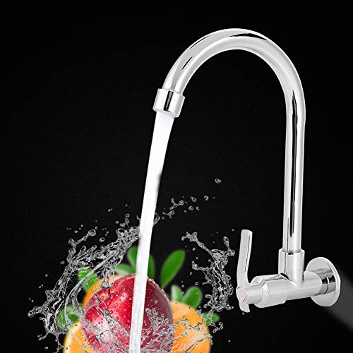 Kitchen Faucet Single Cold Water Tap Wall Mounted G1/2in Thread Faucet for Household Kitchen