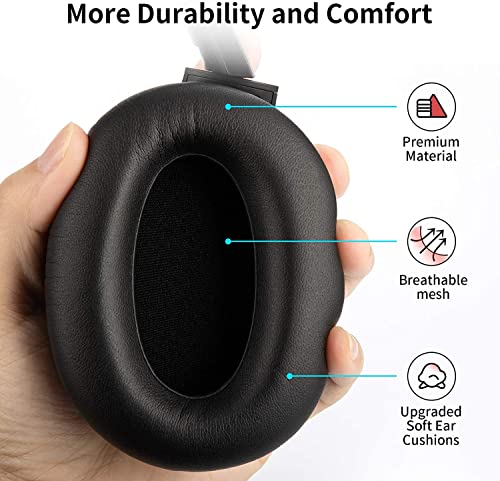 Qisebin Active Noise Cancelling Headphones, SE7 Bluetooth Headphones with Microphone Deep Bass Wireless Headphones Over Ear, Comfortable Protein Earpads, 30 Hours Playtime for Travel/Work, Black