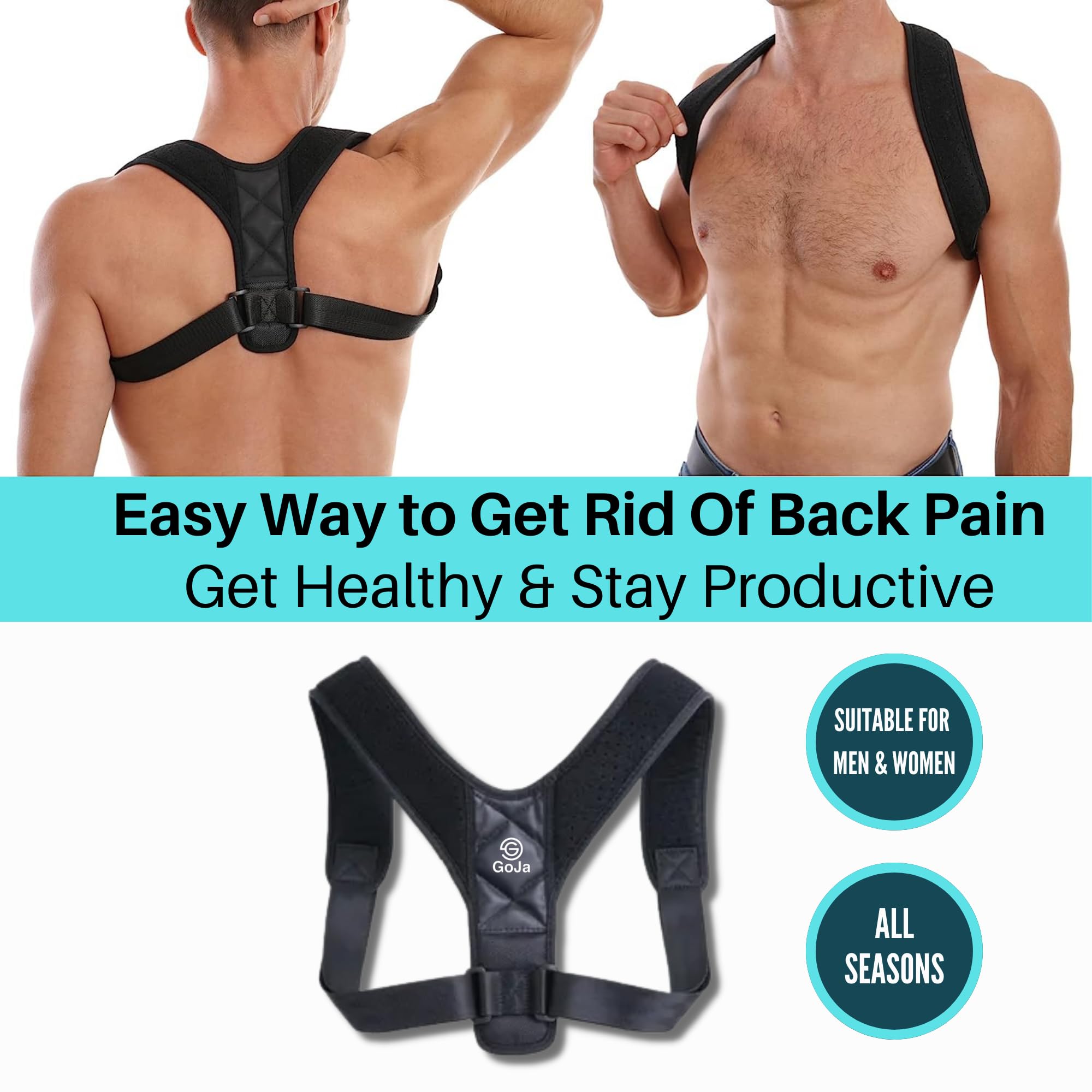 GoJa Back Cracker device With posture corrector for women & Men-Lower Back Stretcher, Back Support belt for women, Set for lower back pain relief with Adjustable Board and Spine Cushion, back