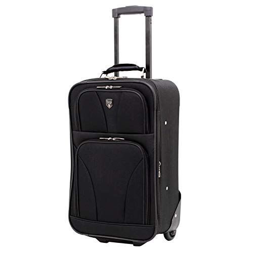 Travelers Club Bowman Expandable Luggage, Black, 3-Piece Set (Dopp/Tote/20)