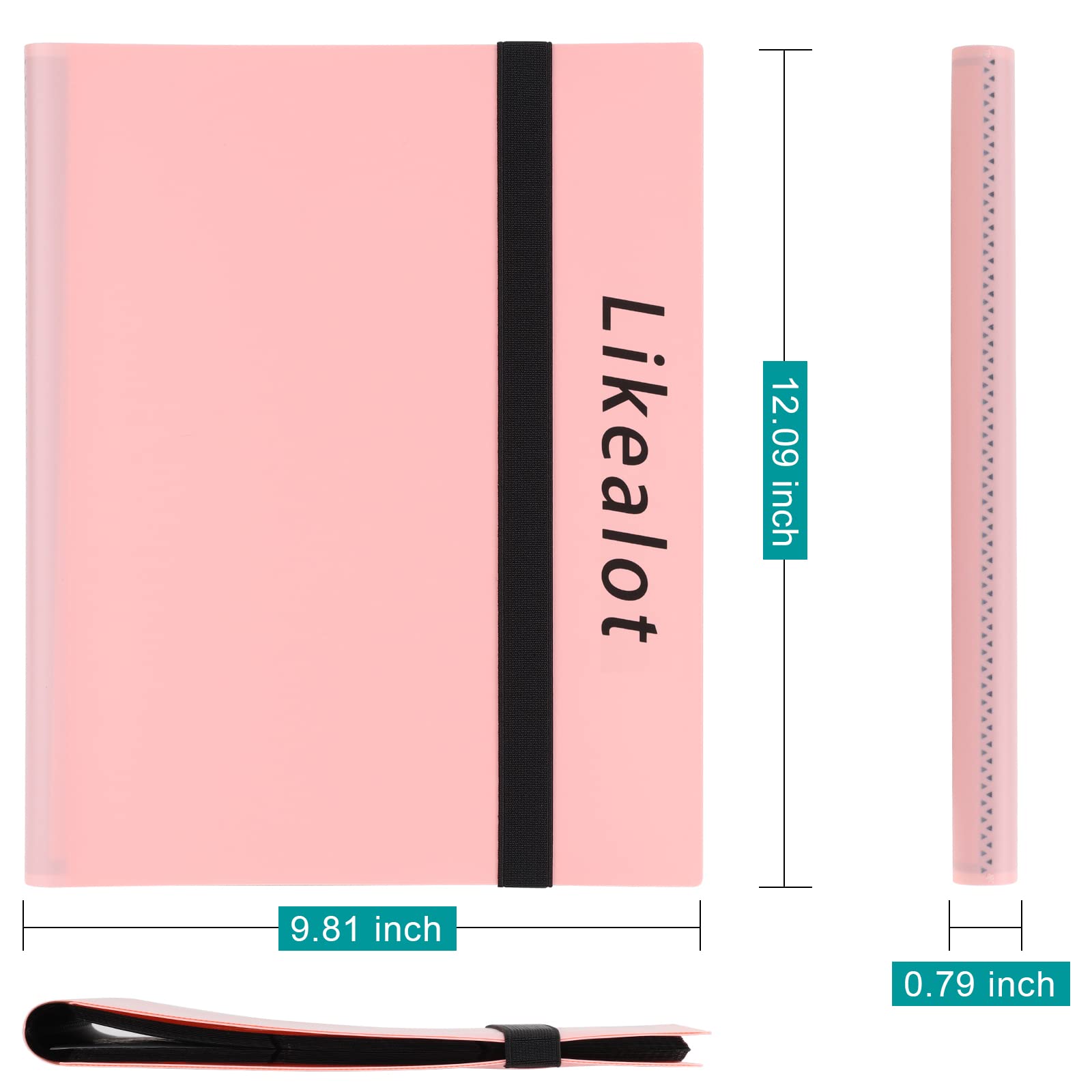 Likealot Trading Card Binder, 9 Pocket Trading Card Album Folder, 360 Side Loading Pocket Card Collection Binder for TGC, MTG, Yugioh (Pink)