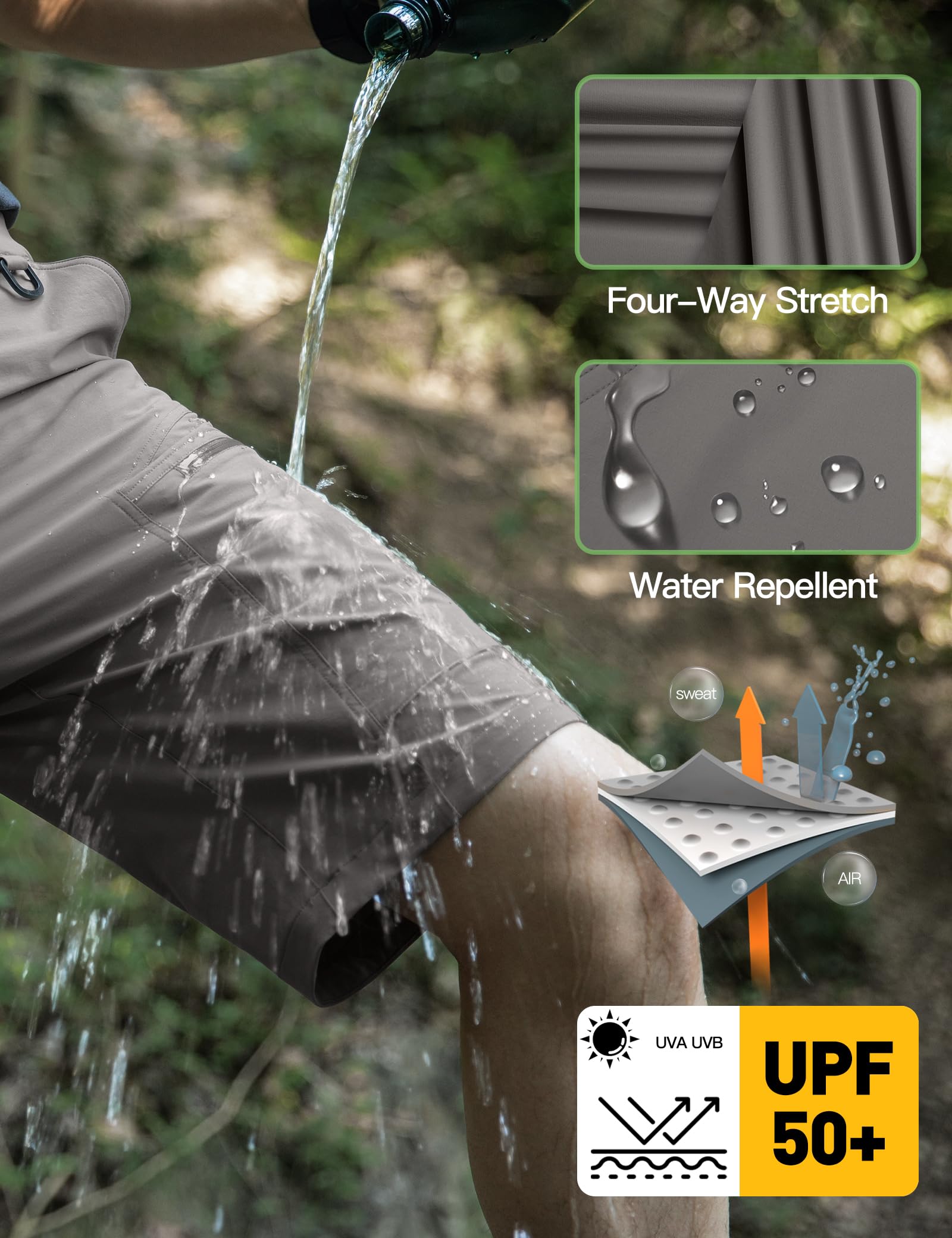 FREE SOLDIER Men's Lightweight Breathable Quick Dry Tactical Shorts Hiking Cargo Shorts Nylon Spandex(Gray 38Wx12L)