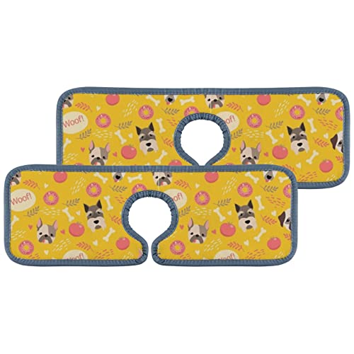 Kitchen Faucet Mats 2 Pieces Cute Dogs Funny Animal Faucet Sink Splash Guard Bathroom Counter and RV,Absorbent Faucet Counter Sink Water Stains Preventer