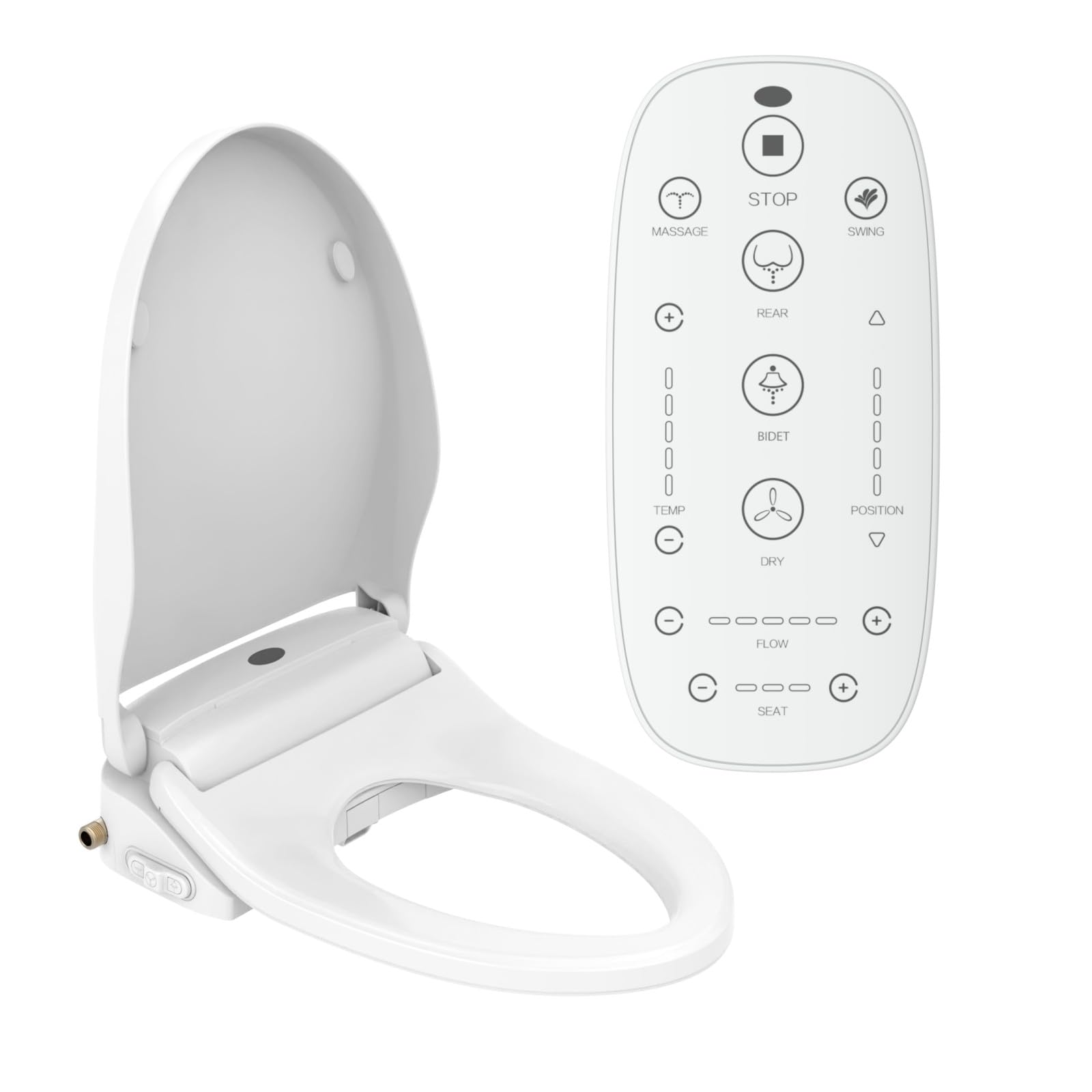 Smart Bidet Toilet Seat with Heated Seat, Electronic Bidet Seat with Wireless Remote/Side Panel/Various Washing Settings/Warm Water/Air Dryer and Nightlight