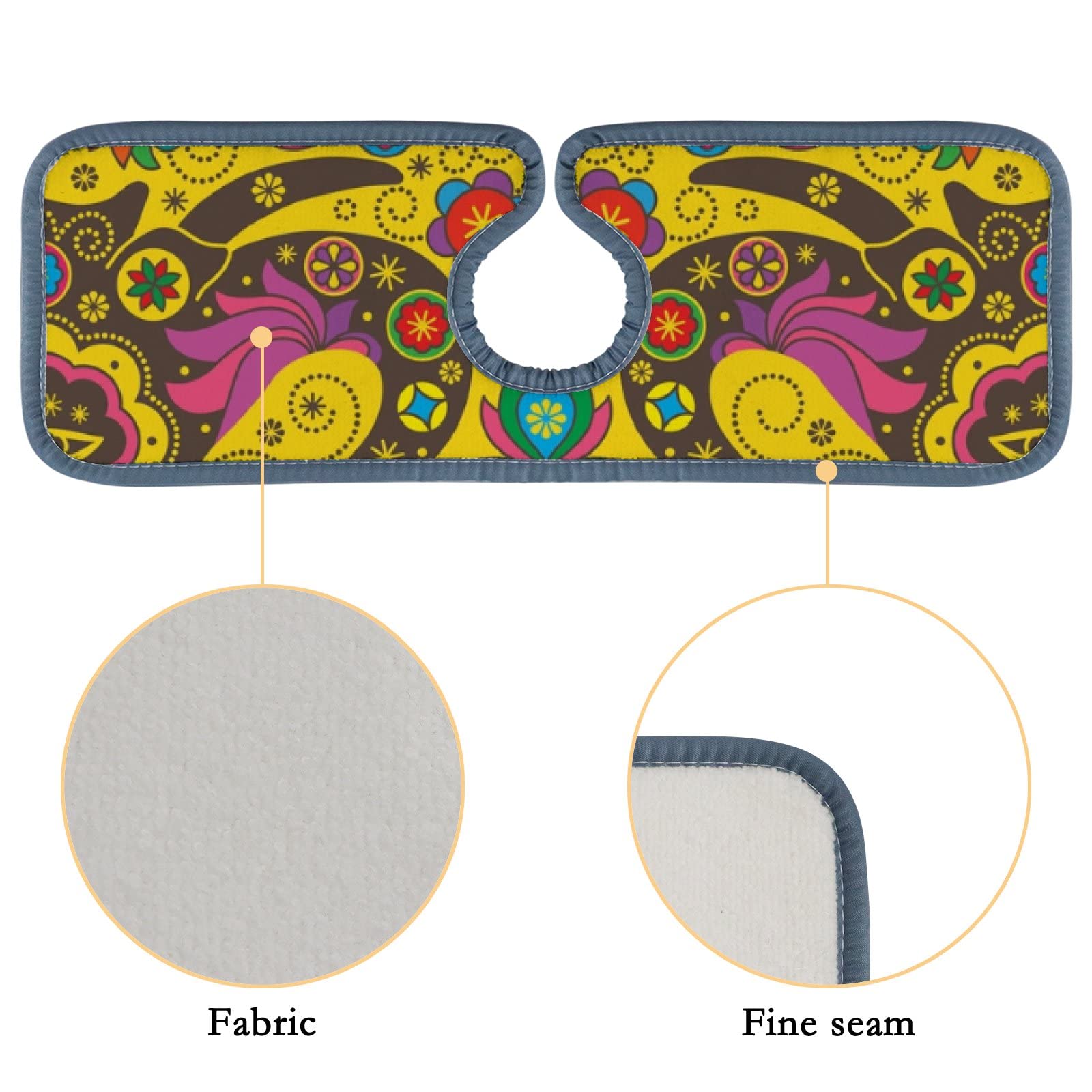 Kitchen Faucet Mats 4 Pieces Colorful Yellow Elephants Absorbent Faucet Sink Splash Guard Bathroom Counter and RV,Faucet Counter Sink Water Stains Preventer