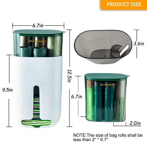 PoerNica Plastic Bag Holder Roll of Trash Bag Organizer 2 in 1 Wall Mount Garbage Bag Dispenser for Home & Kitchen Trash Bag Organization