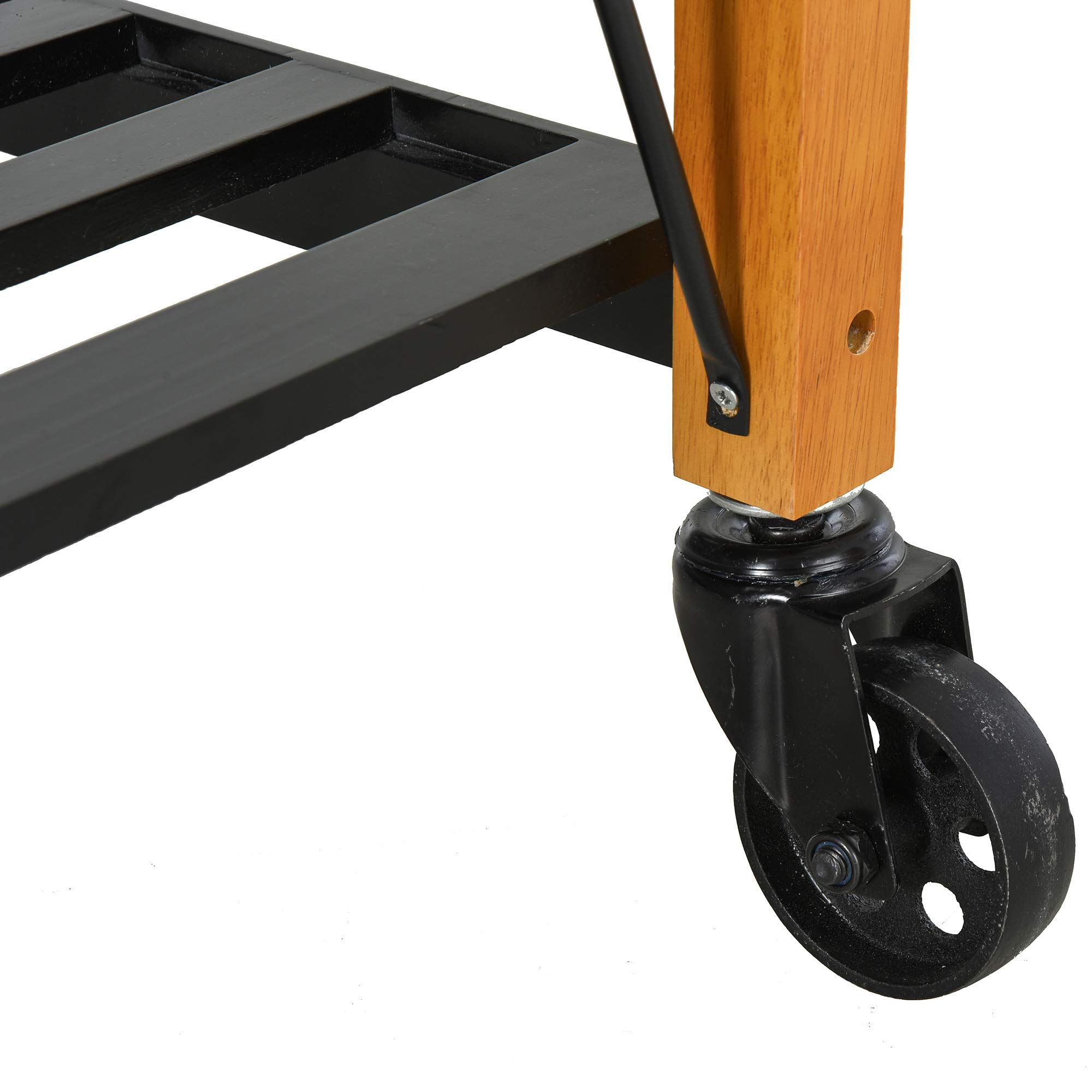 HOMCOM 46" Kitchen Island Cart Rolling Utility Cart with 2 Drawers, Open Storage Shelves & Handle Racks