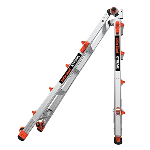 Little Giant Ladder Systems Xtreme 2.0, M17, 17ft, Multi-Position Ladder with Trestle Brackets and Ratchet Levelers, Aluminum, Type 1A, 300 lbs Weight Rating, (12817-801)