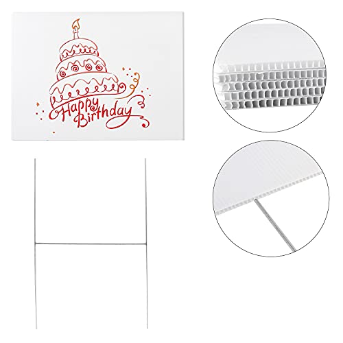 Kichwit 3 Pack Blank Yard Signs with Stakes, 17 x 12 Inches, White Plastic Yard Lawn Sign for Indoor or Outdoor Use