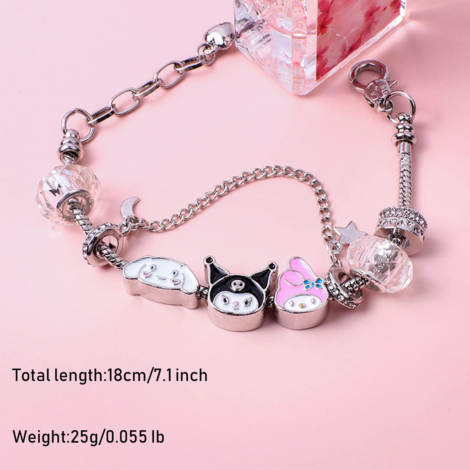 Gonii Cute Anime Cosplay Bracelets Cute Cartoon Bracelets My Cosplay Melody Gift for Fans and Womens (silver, 18cm)