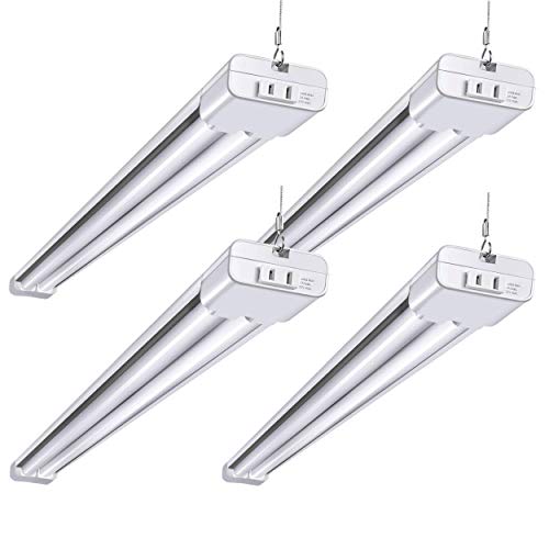FREELICHT Linkable LED Shop Light, 4FT 45W 4500LM 5000K Workshop Light Fixture, 48 Inch LED Ceiling Lights, Plug in Shop Light for Garage, Corded Electric with Built-in ON/Off Switch, ETL - 4 Pack