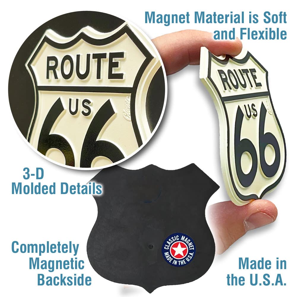 Large Route 66 Shield Highway Sign Magnet by Classic Magnets, 3" x 3", Collectible Souvenirs Made in The USA