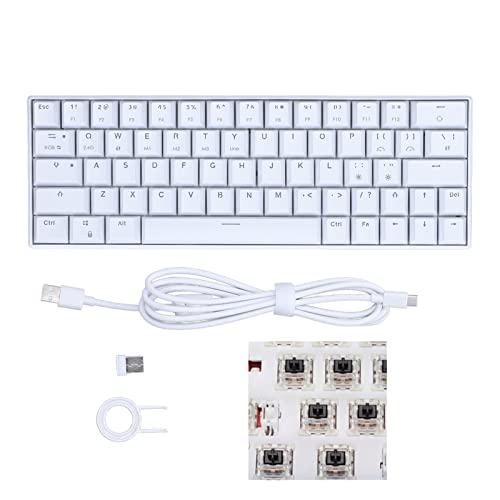 Jopwkuin Computer Keyboard, RGB Long Battery Life Mechanical Gaming Keyboard 64 Keys for Office for Home for Gaming(Linear Action Switch)