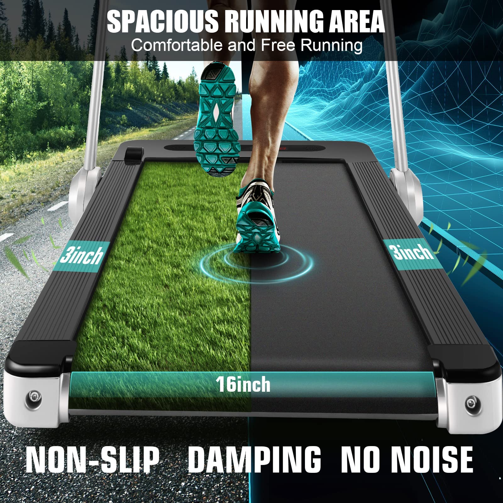 FUNMILY 2 in 1 Under Desk Treadmill, Folding Electric Treadmill with Remote Control,12 Preset Programs, and LED Display Compact Treadmill Walking Pad Running Machine for Home Office Small Space Black