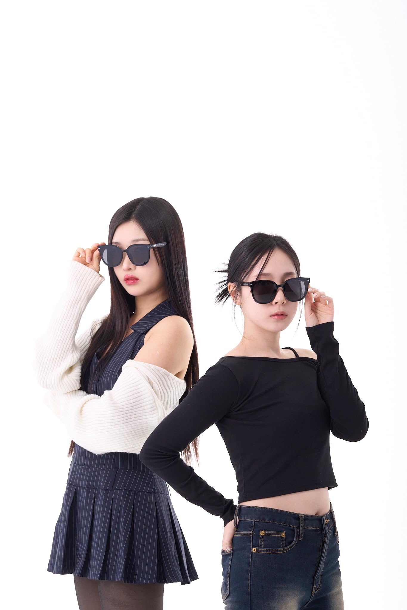 MAISON LUMIERE Korean Oversized Alternative Fit Retro Square Polarized Women Sunglasses Minimalist Style Low Bridge, Black