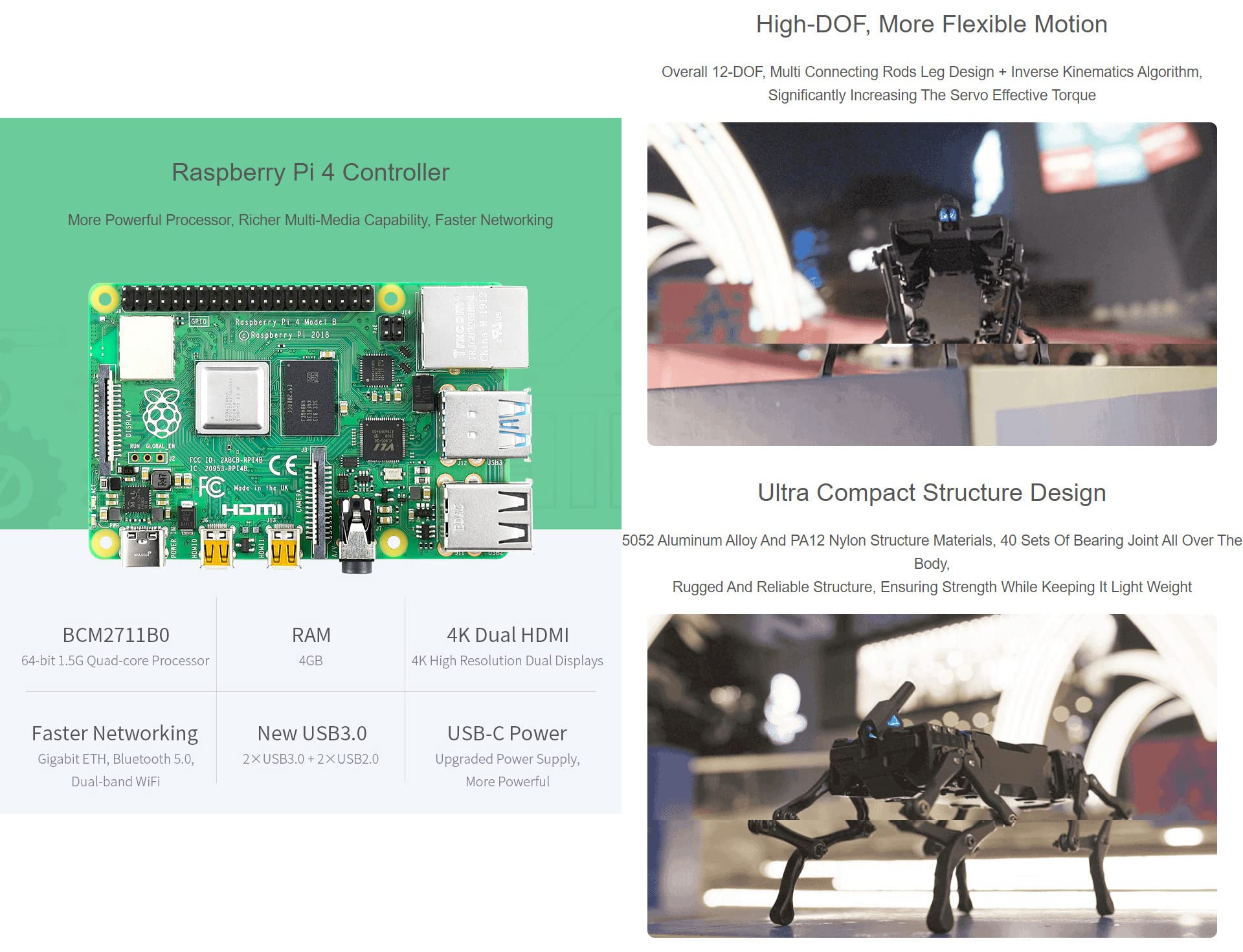 waveshare WAVEGO 12-DOF Bionic Dog-Like Robot Open Source for ESP32 and PI4B Facial Recognition Color Tracking Motion Detection Compatible with PI4B-4GB (Included) (26 Items)