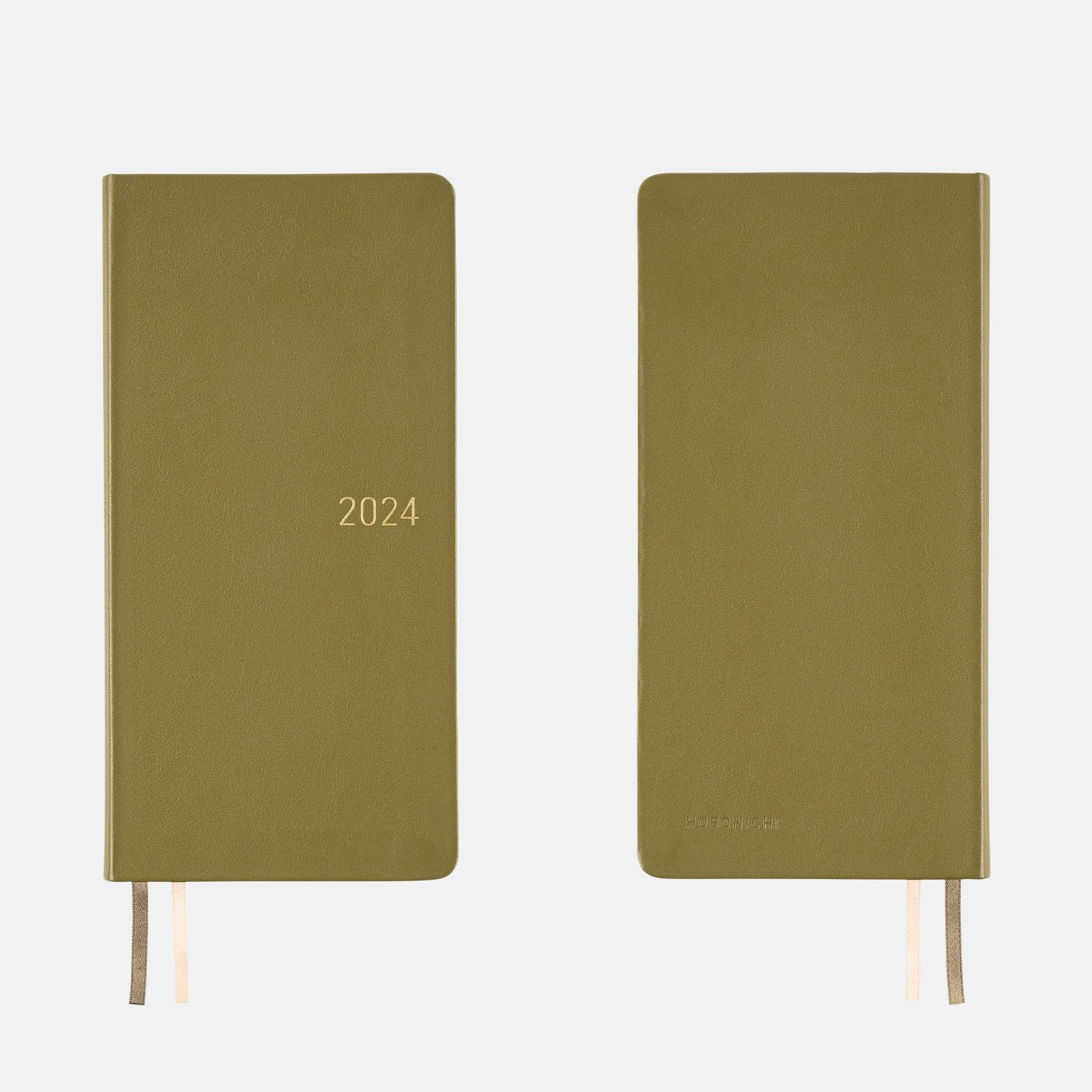 Hobonichi Techo Weeks [English/Tall and Slim Size/January 2024 Start] Leather: Olive Green