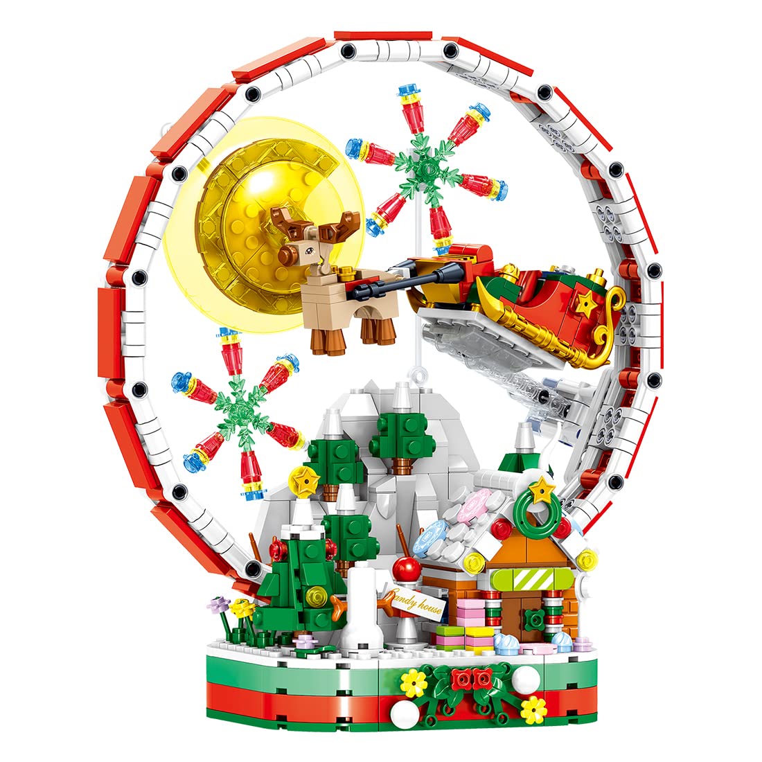 Lingxuinfo 878PCS+ Christmas Evening Theme Model Building Blocks Set with Light, 2022 Christmas Decorations House Toys Building Kit, Great for Kids Adults