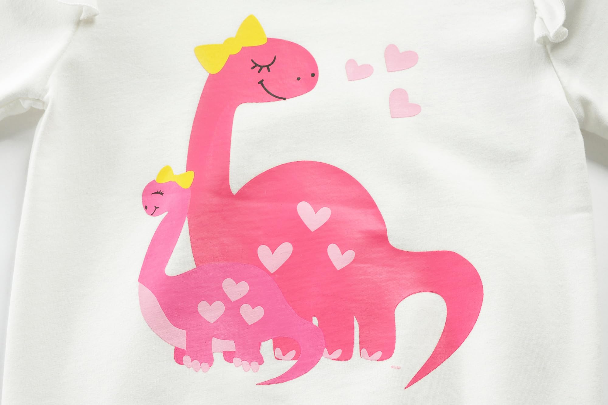 Little Hand Toddler Girls Shirts Dinosaur Heart Shirts Long Sleeve Ruffle Toddler Pullover White Sweatshirt 5t