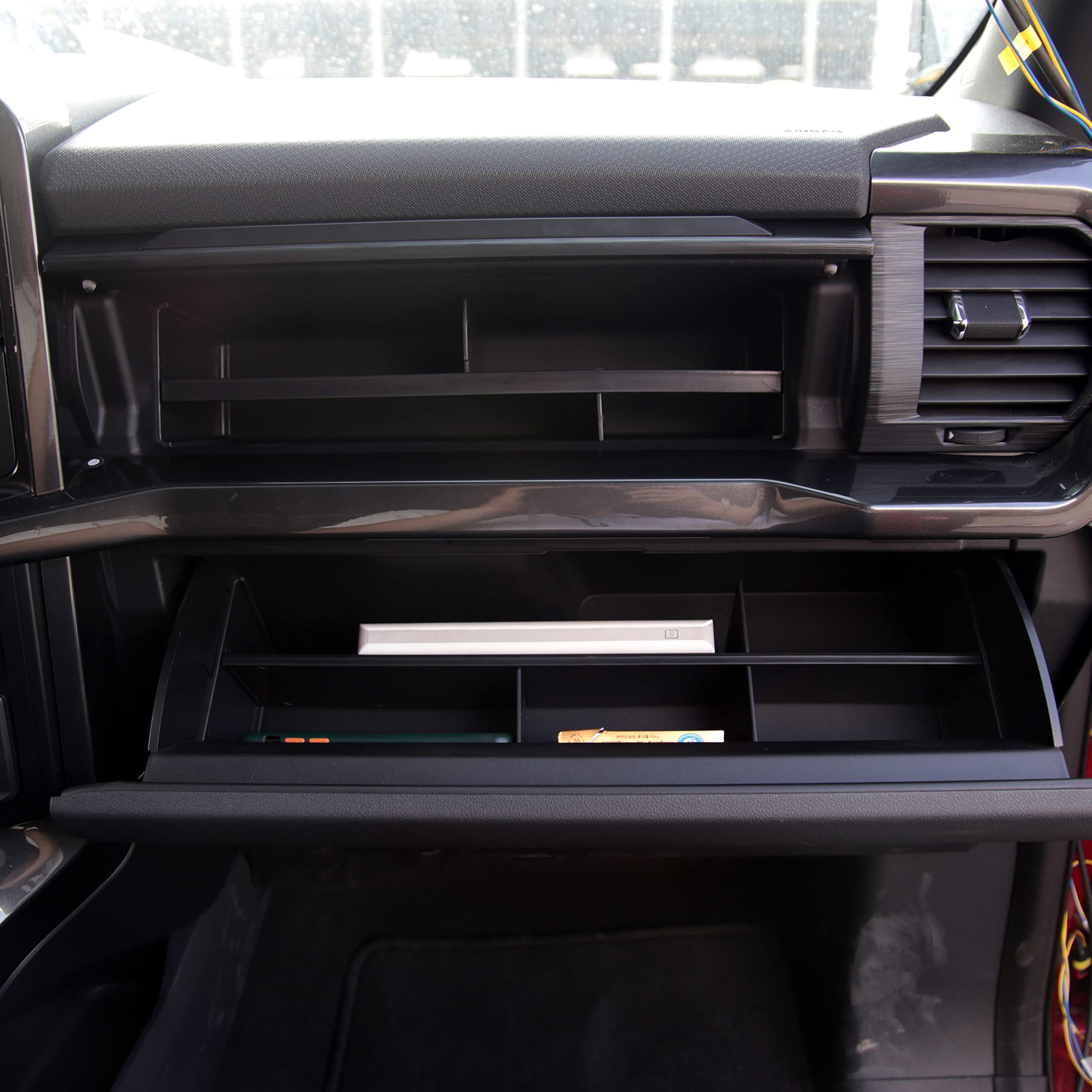 Glove Box Organizer for 2021 Ford F150 - Glove Box (Lower) Tray Insert Glove Box Dividers ABS Black Materials Compartment Tray