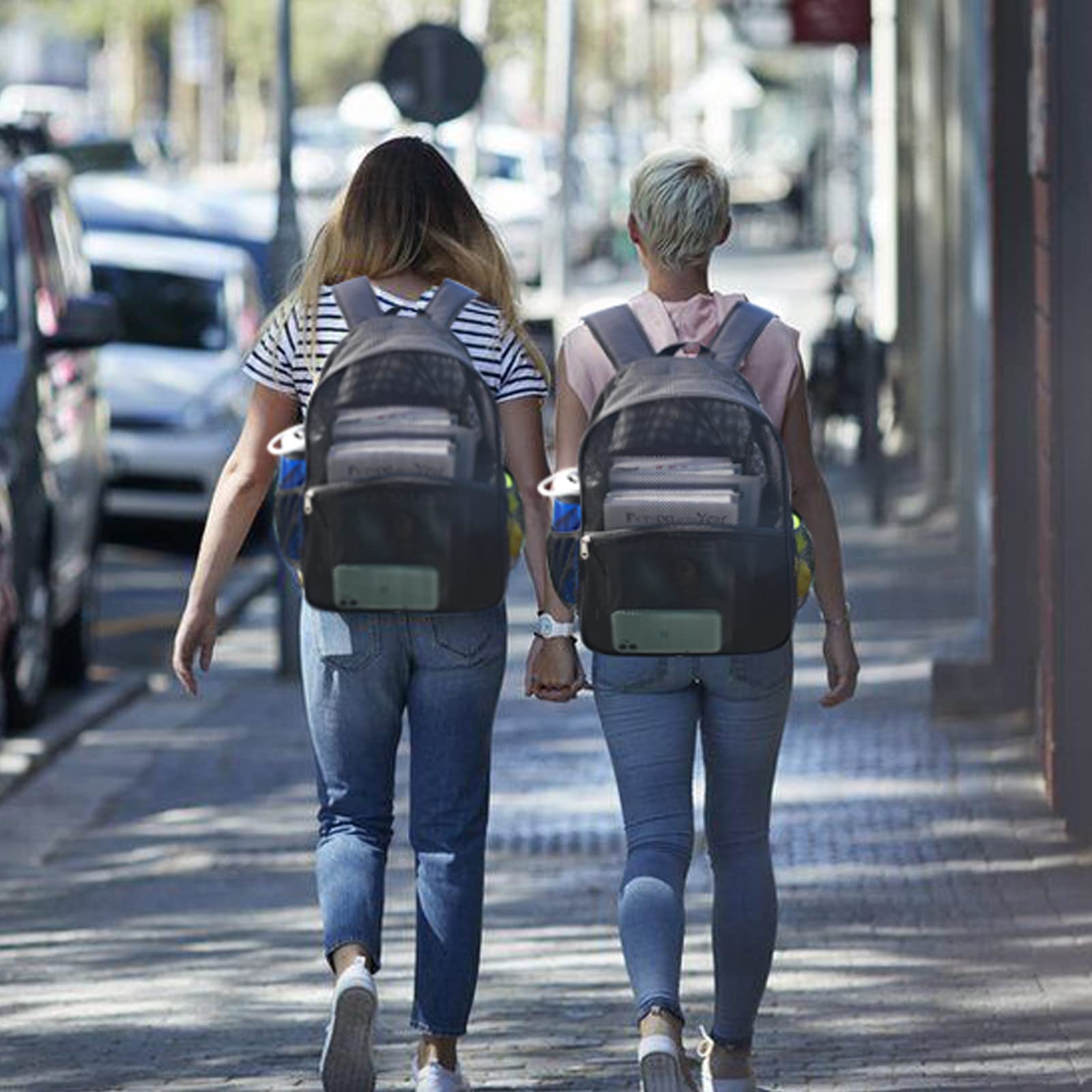 Heavy Duty Mesh Backpack, See Through College Backpack with Padded Straps for Commuting, Swimming, Work, Travel, Outdoor Sport