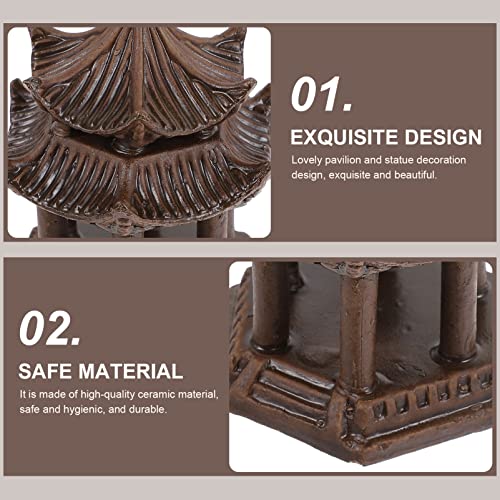 POPETPOP Aquarium Decoration Ceramic Fairy Garden Figurines Mini Pagoda Statue Fish Hideout Shelter Cave for Fish Tank Ornament Micro Landscape Decor