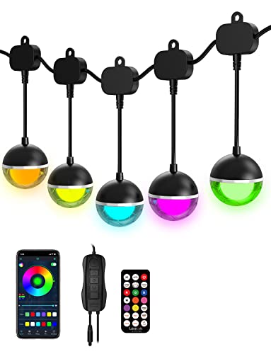 Lemon Summer String-Lights-55ft-RGBIC-Smart Multi-Color-Changing Waterproof-Outdoor-Dimmable-Remote - IP65 Shatterproof Patio Lights, 15 LED Bulbs with 213 Scene Modes, App Control, Connectable