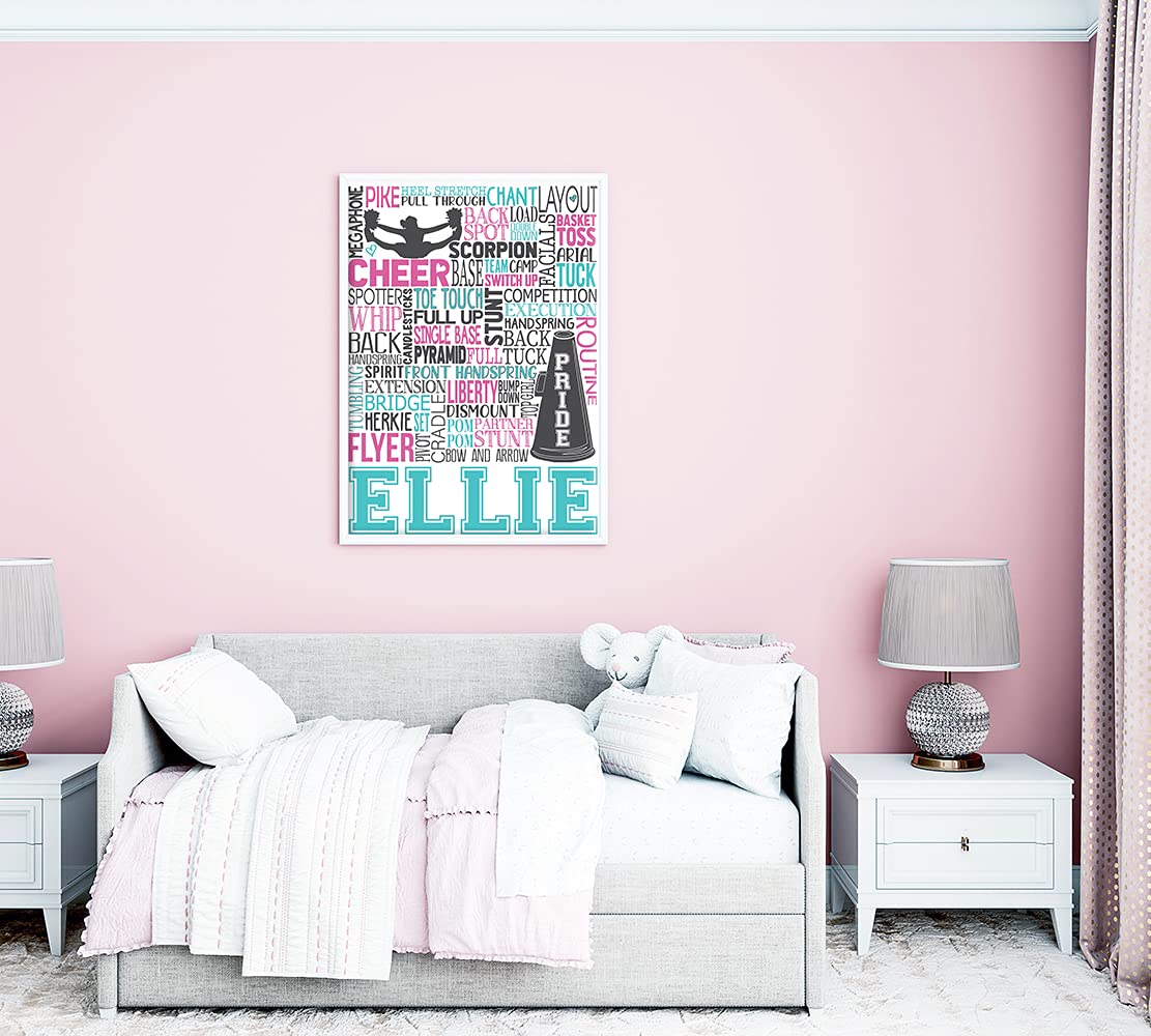 PrintChicks - Cheerleading Personalized Typography Print - Cheer Art Poster Decor for Girl's Room Cheerleader Gift