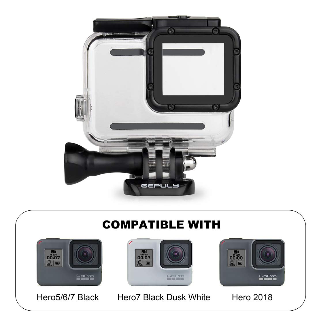 GEPULY Waterproof Housing Case for GoPro Hero 7 Black, Hero 5 6 Black, Hero (2018) - 45M Underwater Protective Dive Housing Shell for GoPro Hero7 Hero6 Hero5 Camera with Bracket Accessories