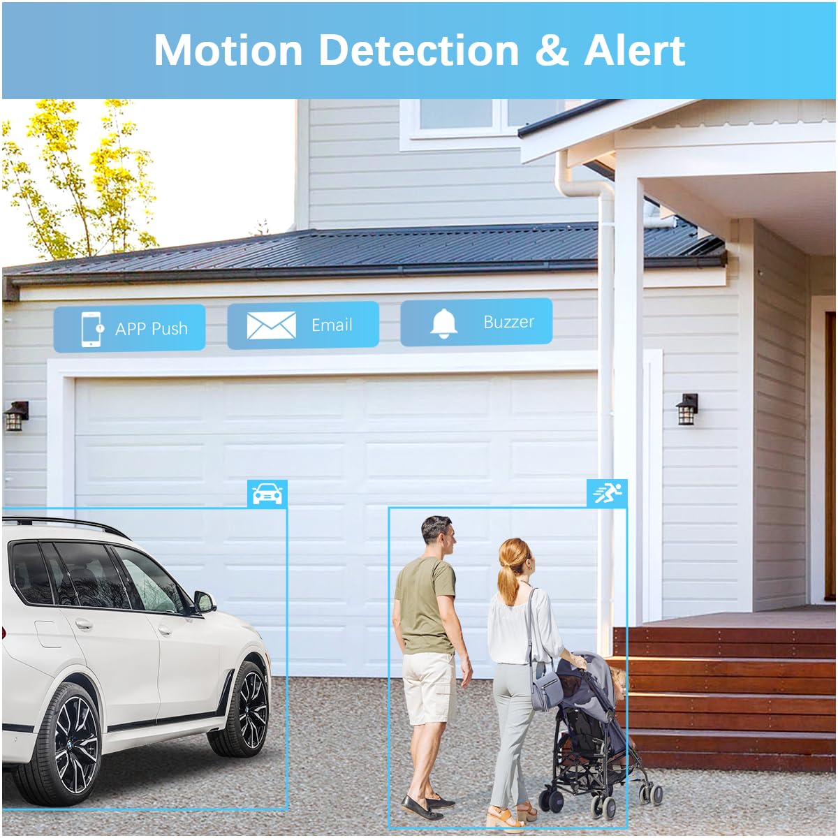 WEILAILIFE 【2-Way Audio & 90ft Night Vision】 3MP Outdoor/Home Wireless Extended Security Camera, Bullet Exterior Surveillance, IP66 Waterproof