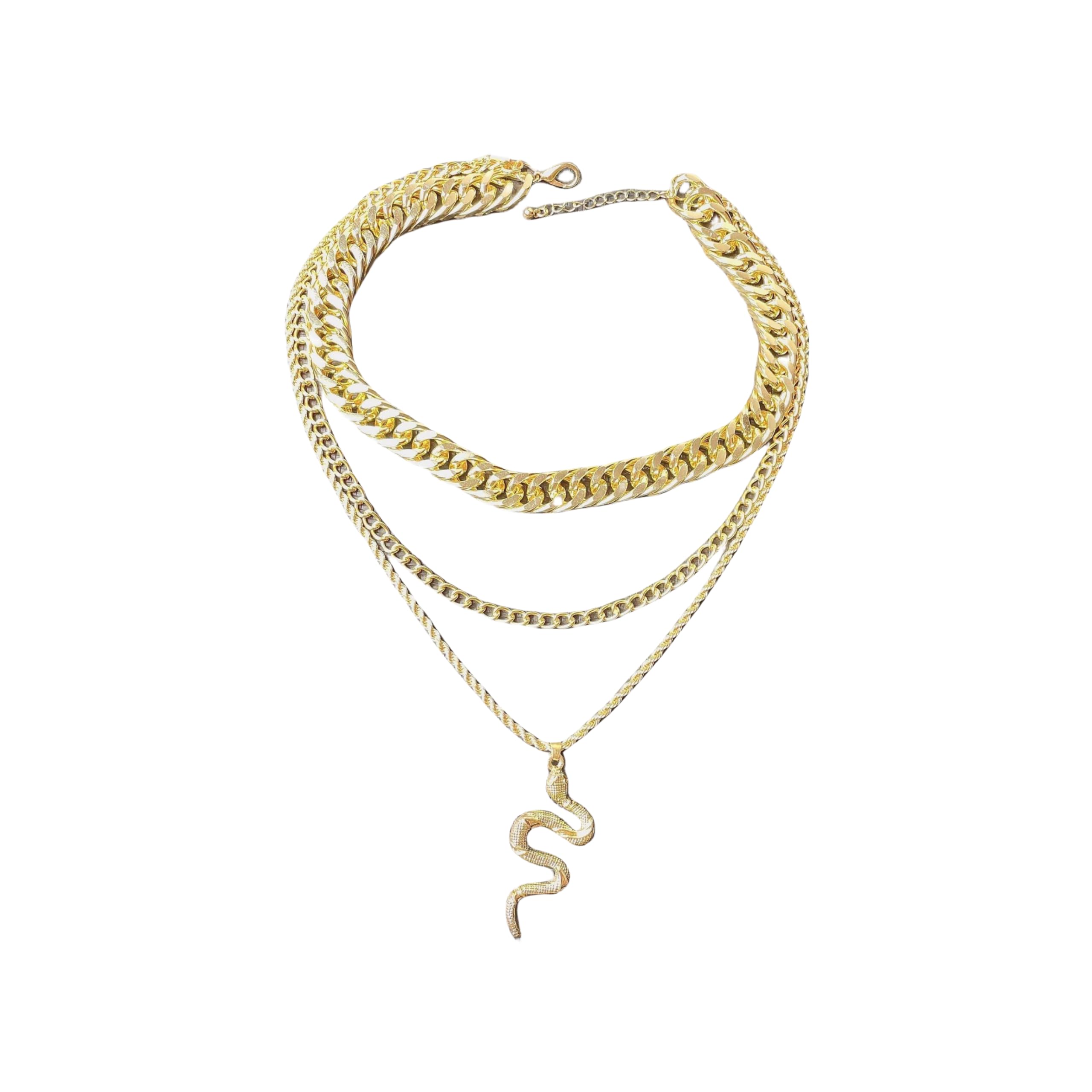 Gold Snake Layered Necklace Dainty Snake Pendant Multilayered Chain Choker Jewelry Gift for Women